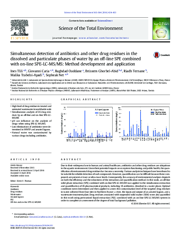 (PDF) Simultaneous detection of antibiotics and other drug residues in the dissolved and ...