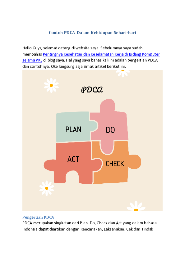 (PDF) Contoh PDCA Dalam Kehidupan Sehari-hari