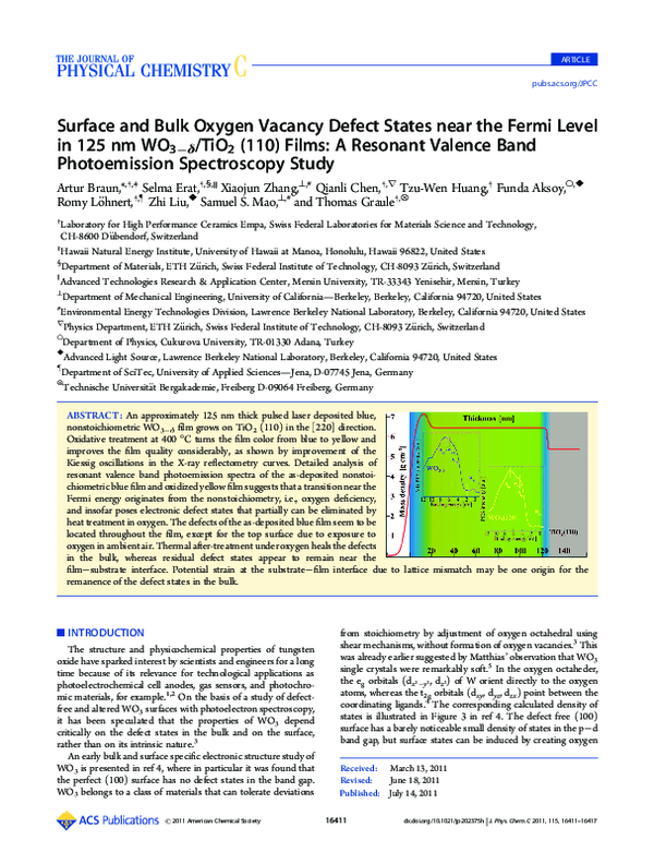 (PDF) Surface and Bulk Oxygen Vacancy Defect States near the Fermi ...