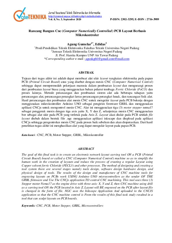 (PDF) Rancang Bangun CNC (Computer Numerically Controlled) PCB Layout Berbasis Mikrokontroler