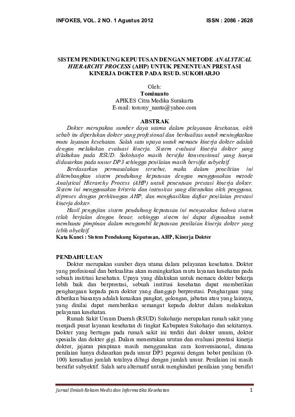 (PDF) Sistem Pendukung Keputusan Dengan Metode Analytical Hierarchy ...