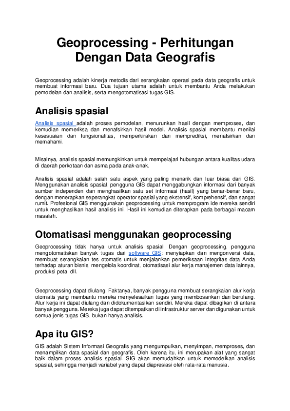 (PDF) Geoprocessing - Perhitungan Dengan Data Geografis