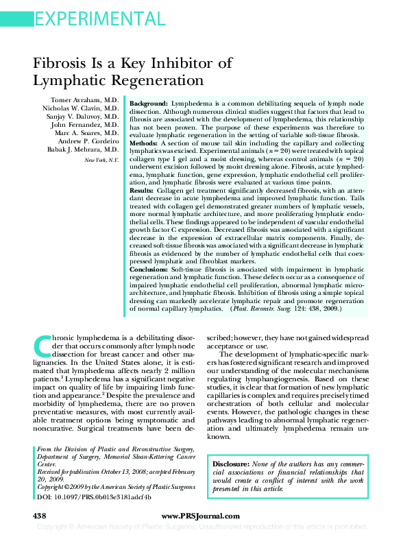 (PDF) Fibrosis Is a Key Inhibitor of Lymphatic Regeneration