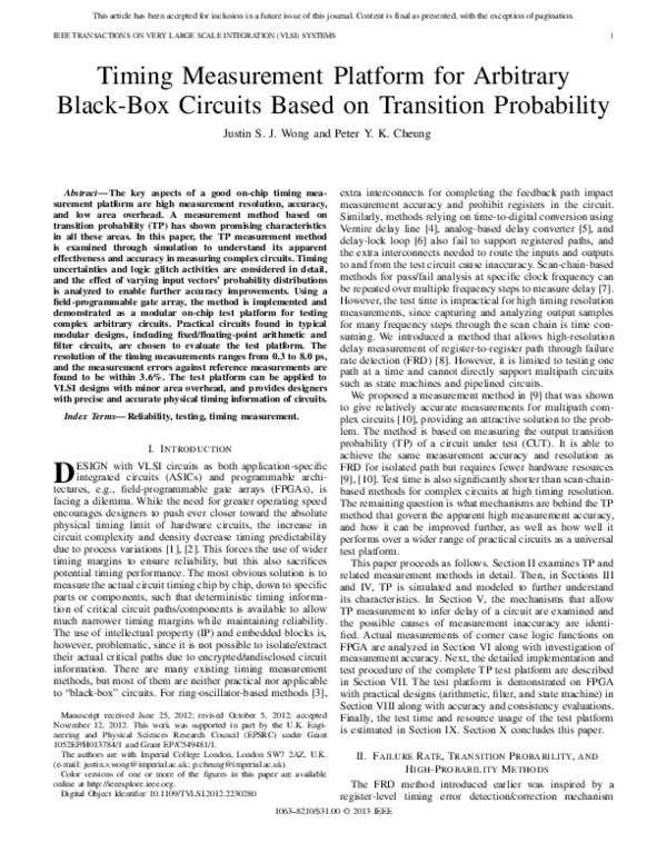 (PDF) Timing Measurement Platform for Arbitrary Black-Box Circuits Based on Transition Probability
