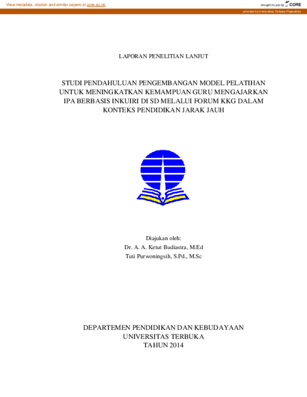 (PDF) Studi Pendahuluan Pengembangan Model Pelatihan Untuk Meningkatkan Kemampuan Guru ...
