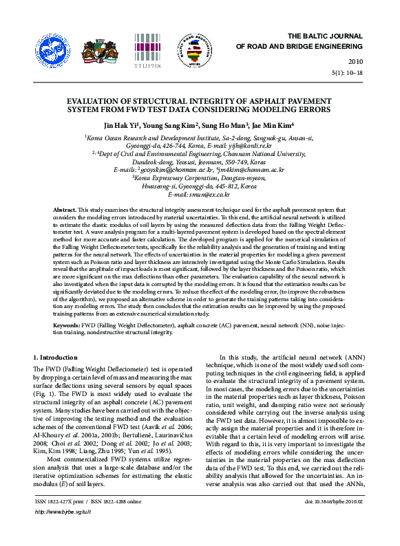 Pdf Evaluation Of Structural Integrity Of Asphalt Pavement System From Fwd Test Data