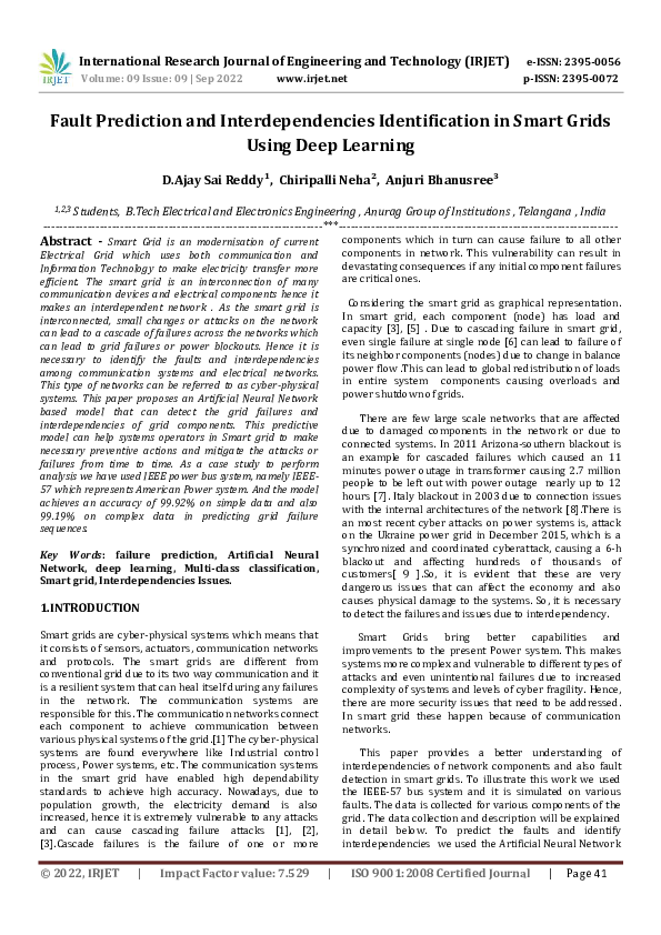 (PDF) Fault Prediction and Interdependencies Identification in Smart Grids Using Deep Learning