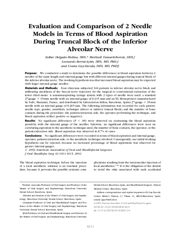 (PDF) Evaluation and comparison of 2 needle models in terms of blood ...