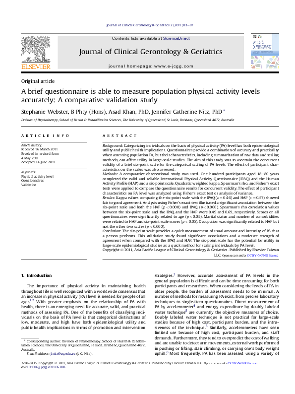 (PDF) A brief questionnaire is able to measure population physical ...