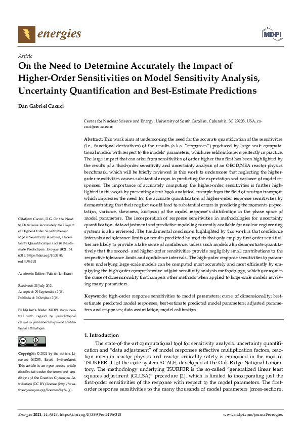 (PDF) On the Need to Determine Accurately the Impact of Higher-Order Sensitivities on Model ...