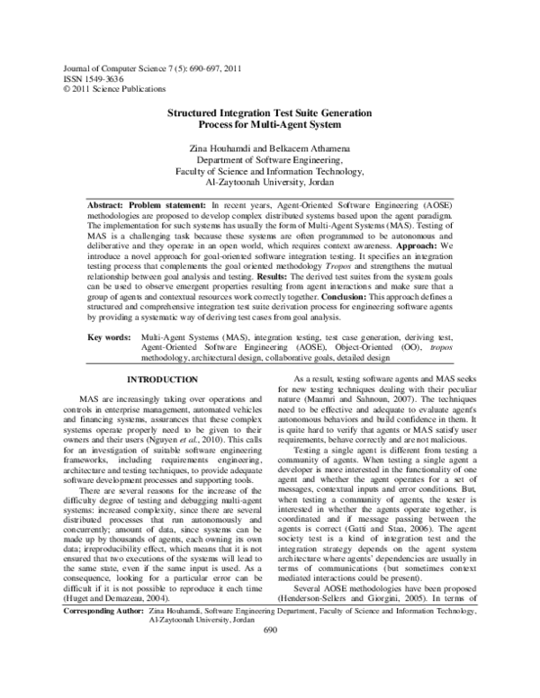 Pdf Structured Integration Test Suite Generation Process For Multi