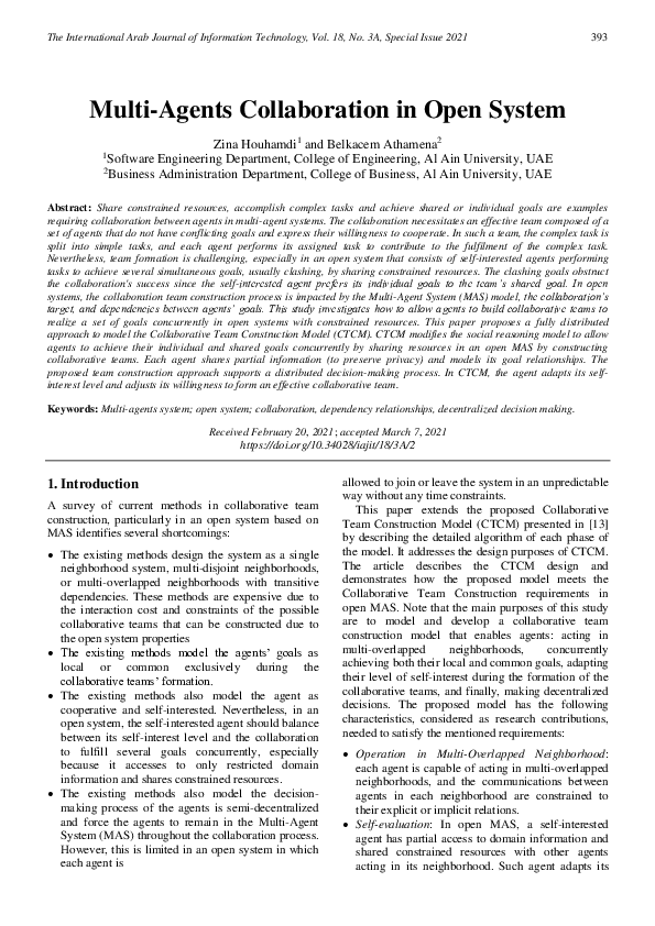 (PDF) Multi-agents collaboration in open system