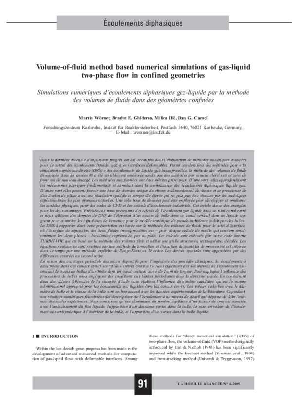 (PDF) Simulations numériques d’écoulements diphasiques gaz-liquide par la méthode de volume fini ...