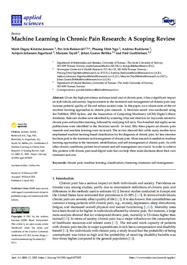 (PDF) Machine Learning in Chronic Pain Research: A Scoping Review