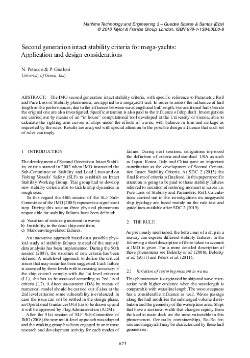 (PDF) Second generation intact stability criteria for mega-yachts: Application and design ...