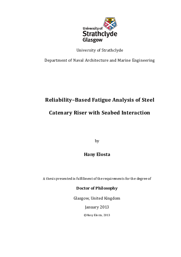 (PDF) Reliability-based fatigue analysis of steel catenary riser with ...