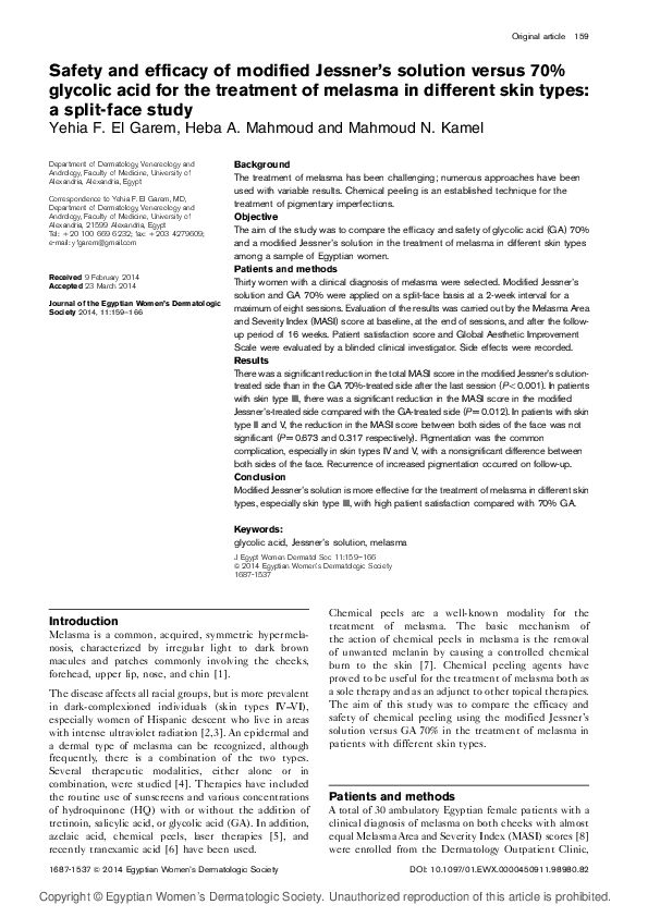 (PDF) Safety and efficacy of modified Jessner’s solution versus 70% ...