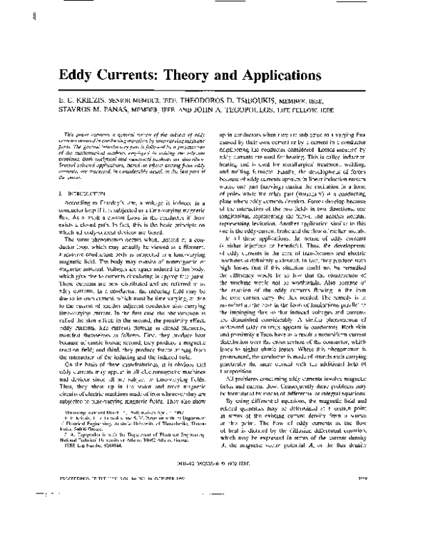 (PDF) Eddy currents: theory and applications