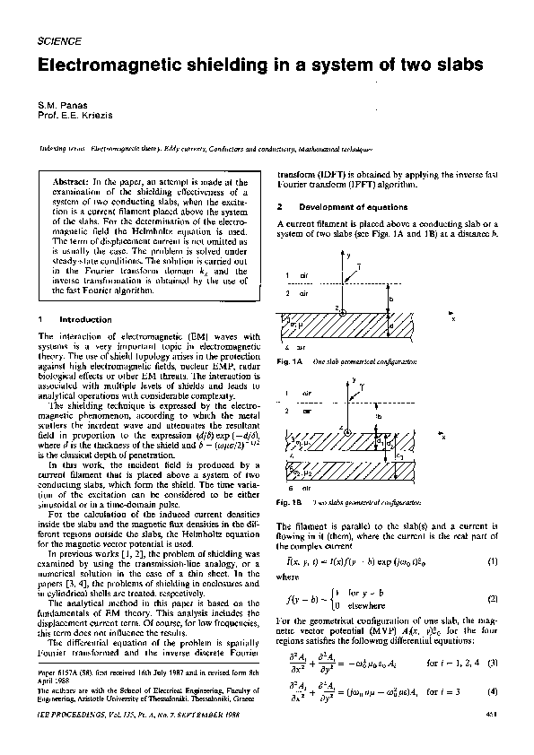 (PDF) Electromagnetic shielding in a system of two slabs | Stavros ...