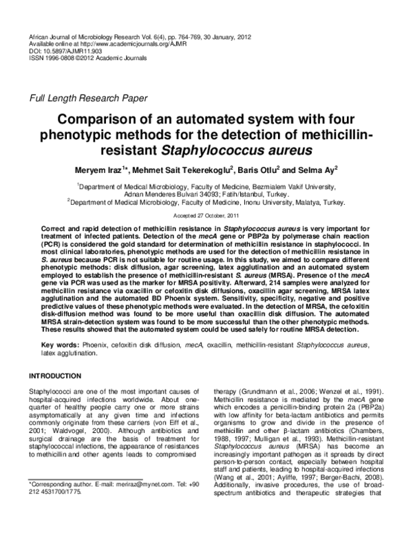 Pdf Comparison Of An Automated System With Four Phenotypic Methods