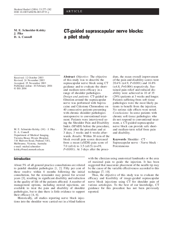 (PDF) CT-guided suprascapular nerve blocks: a pilot study