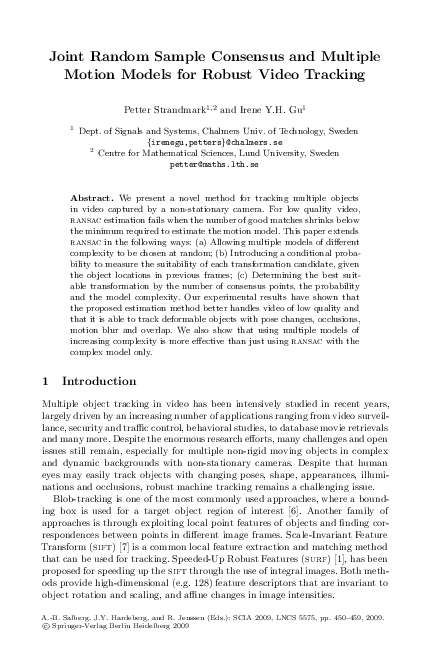 (PDF) Robust Video Tracking with Multiple Motion Models