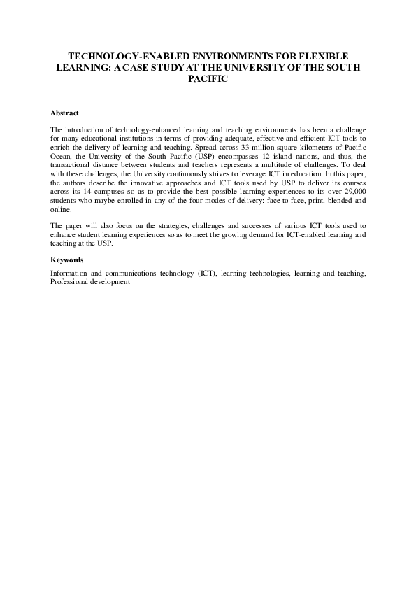 (PDF) Technology-Enabled Environments for Flexible Learning: A Case Study at the University of ...