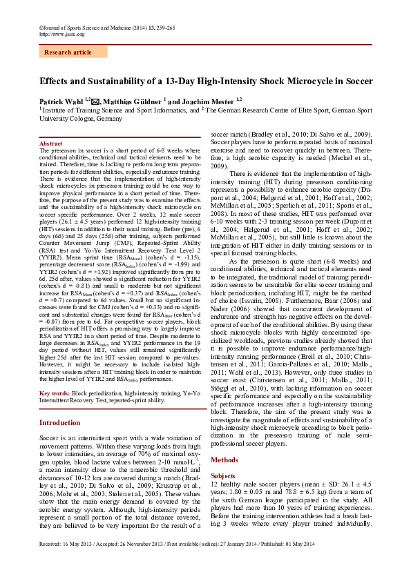 (PDF) Effects and sustainability of a 13-day high-intensity shock ...