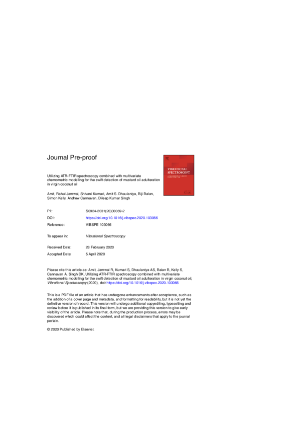 Pdf Utilizing Atr Ftir Spectroscopy Combined With Multivariate