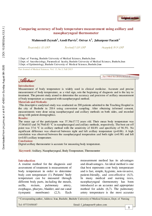 (PDF) Comparative study on temperature Accuracy between Axillary sites ...
