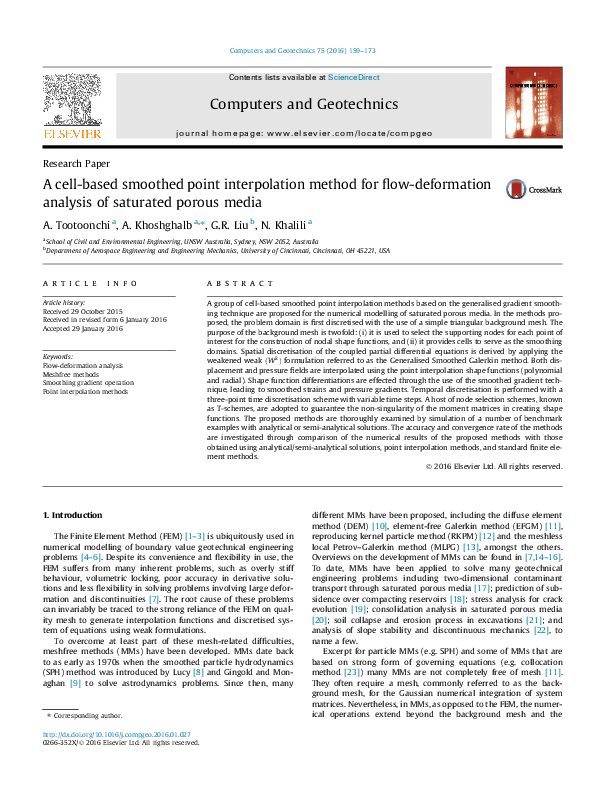 (PDF) A cell-based smoothed point interpolation method for flow-deformation analysis of ...