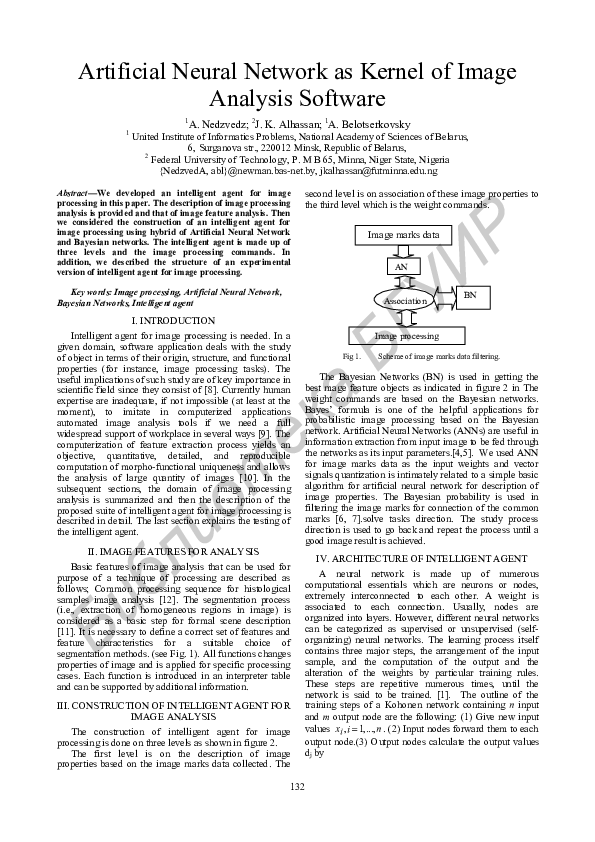 (PDF) Artificial Neural Network as Kernel of Image Analysis Software