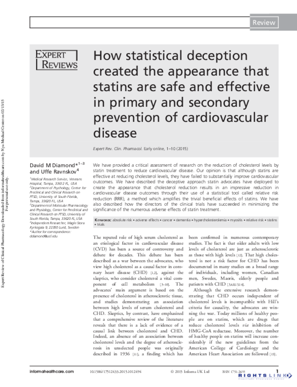 (PDF) How statistical deception created the appearance that statins are ...