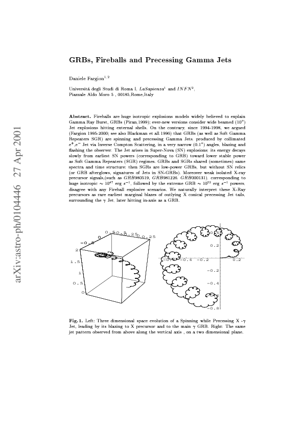 (PDF) GRBs, Fireballs and Precessing Gamma Jets
