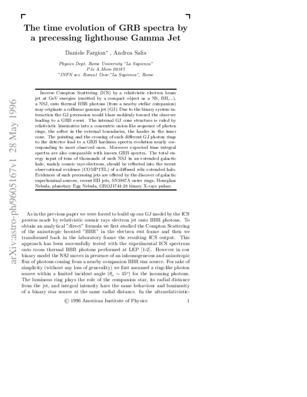 (PDF) The time evolution of GRB spectra by a precessing lighthouse ...