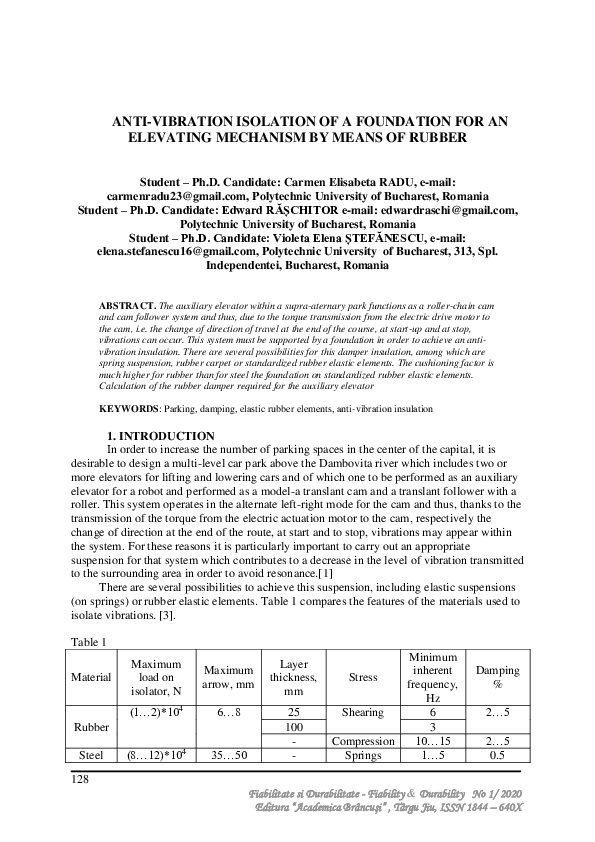 (PDF) Anti-Vibration Isolation of a Foundation for an Elevating ...