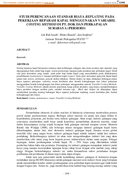 (PDF) Studi Perencanaan Standar Biaya Replating Pada Pekerjaan Reparasi ...