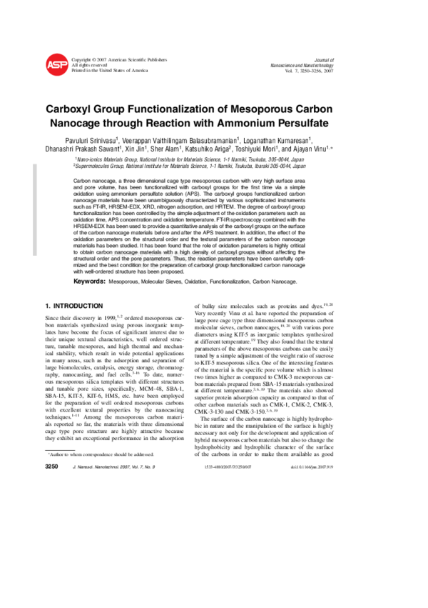 (PDF) Carboxyl Group Functionalization of Mesoporous Carbon Nanocage ...