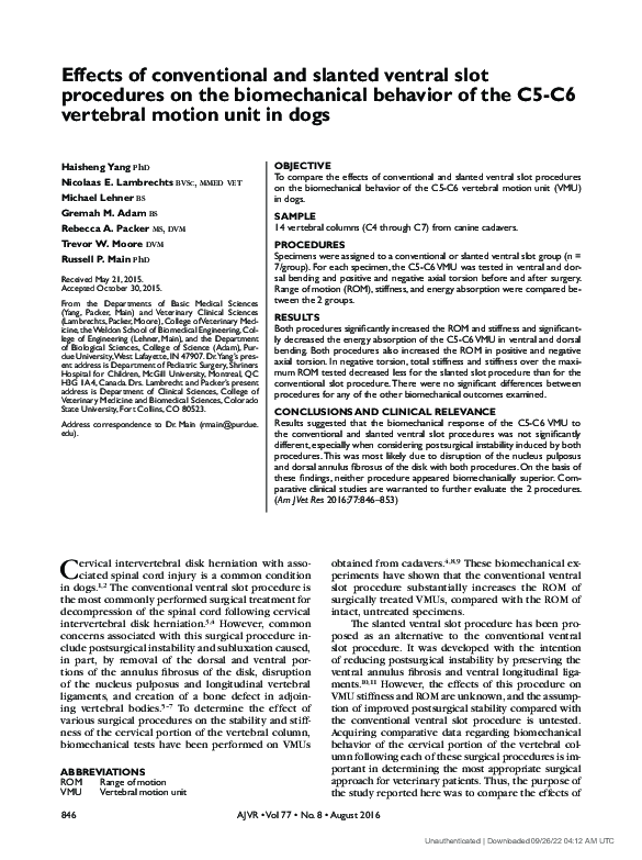 (PDF) Effects of conventional and slanted ventral slot procedures on ...