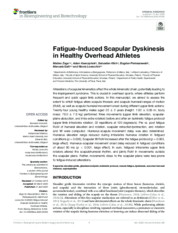 (PDF) Fatigue-Induced Scapular Dyskinesis in Healthy Overhead Athletes ...