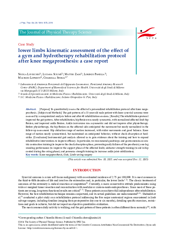 (PDF) Lower Limbs Kinematic Assessment of the Effect of a Gym and ...