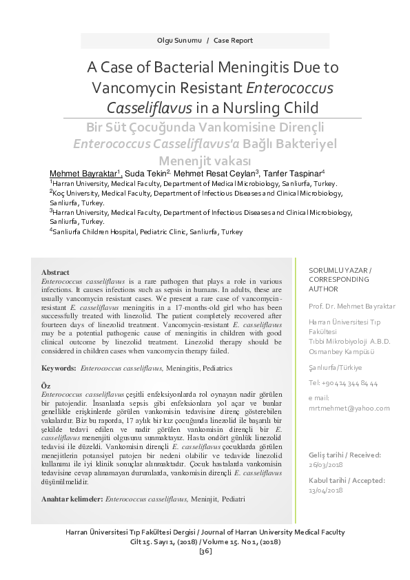 (PDF) A Case of Bacterial Meningitis Due to Vancomycin Resistant ...