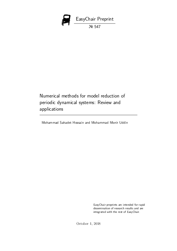 Pdf Numerical Methods For Model Reduction Of Periodic Dynamical