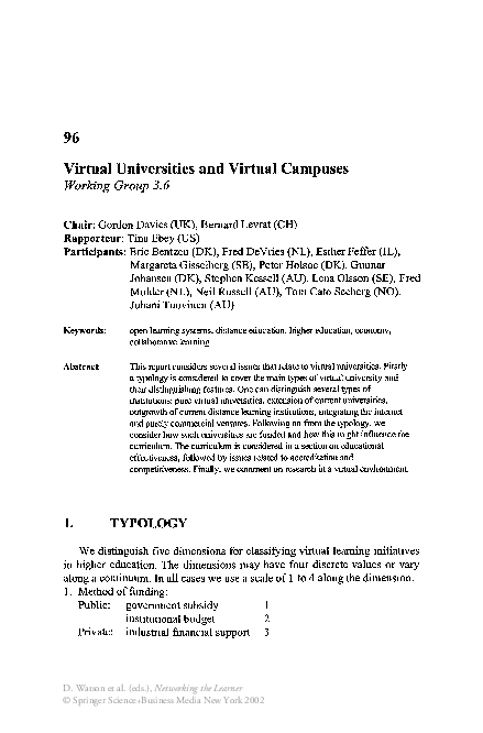 (PDF) Virtual Universities and Virtual Campuses