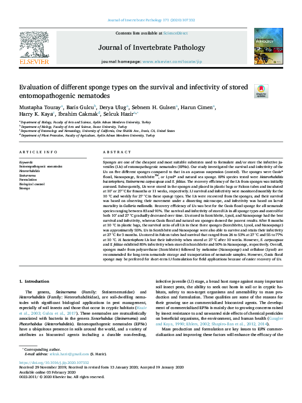 (PDF) Evaluation of different sponge types on the survival and ...