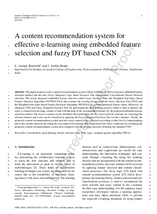 Pdf A Content Recommendation System For Effective E Learning Using Embedded Feature Selection