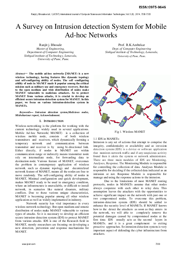 (PDF) A Survey on Intrusion detection System for Mobile Ad-hoc Networks