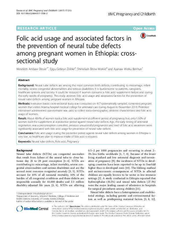(PDF) Folic acid usage and associated factors in the prevention of ...