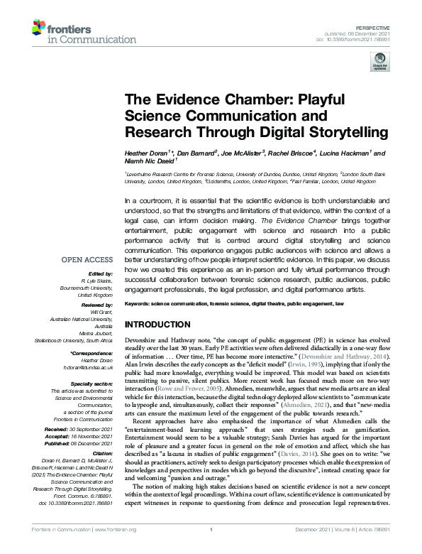 (PDF) The Evidence Chamber: Playful Science Communication and Research ...