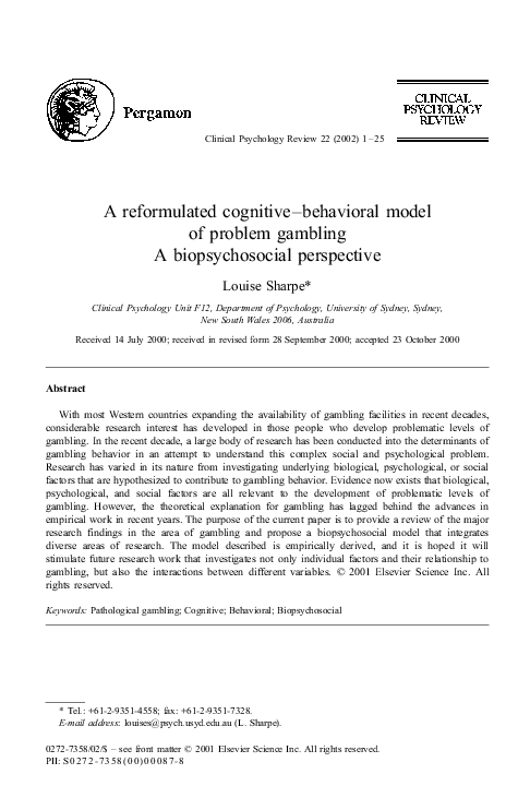 (PDF) A reformulated cognitive–behavioral model of problem gambling